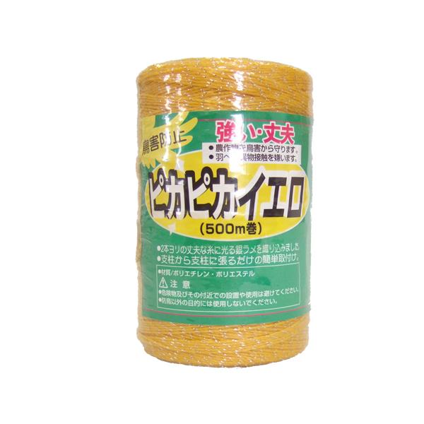 【特徴】・２本の丈夫な糸に光る銀ラメを織り込みました。・ラメが入りの糸で、農作物を鳥害から守ります。【用途】・ベランダ・田・畑などの飛来防止等の一般防鳥用に。【仕様】長さ 500m材質 ポリエチレン、ポリエステル