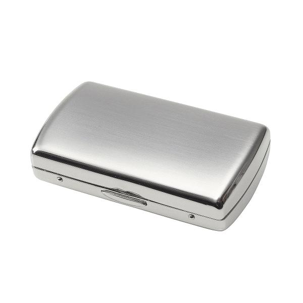 メール便なら送料250円手巻きたばこシングル 70mm用メタルケース　坪田パール真鍮製　ニッケルサテン仕上げサイズ 78 x 47 x 19mmレギュラーフィルター 8mm巻きで 10本収納スリムフィルター 6mm巻きで 14本収納専用プラ...