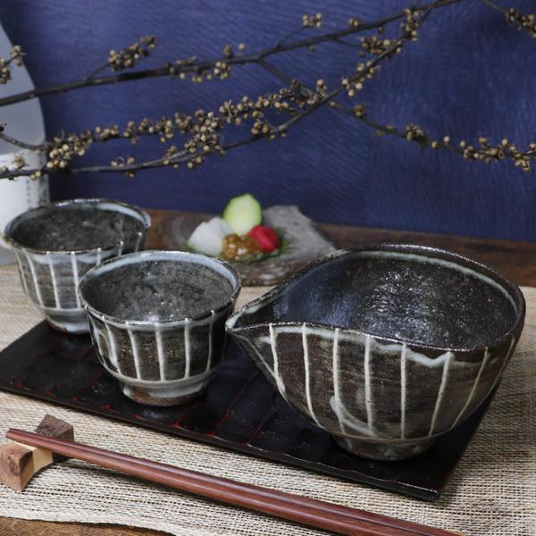 ぐい呑み2客セット 酒器セット 片口 冷酒器 還暦祝い 父 おしゃれ ぐい呑みセット お猪口 おちょこセット 和風 信楽焼 ギフト プレゼント 冷酒 SNS映え インスタ映え＜品名・品番＞信楽焼 十草酒器セット w417-04＜サイズ・重量...