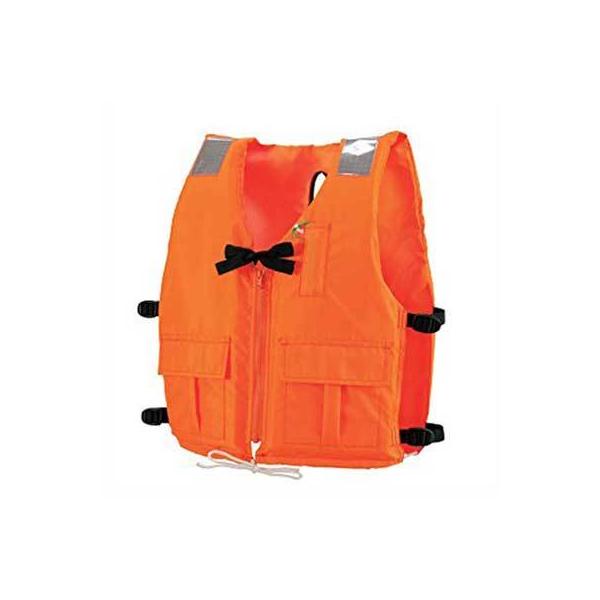 20トン以上の船上作業や港湾・海上工事に使用可能。ベルト式でサイズ調整が可能です。背中が開いているので通気性が良く、背中の圧迫感が解消されます。●カラー：オレンジ●サイズ：胸囲120cmまで●適応体重：85kgまで●浮力：8.3kgf●備考...