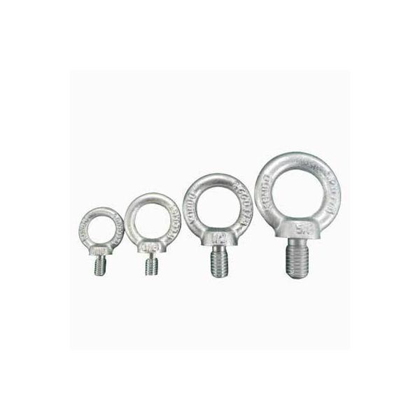 頭部がリング状になっており、ロープやワイヤーなどを通して機械類の吊り上げ等に使用します。●ねじの呼び：M10●サイズ：a/41mm、b/25mm、c/8mm、D/20mm、t/7mm、h/21mm、H/41.5mm●使用荷重：1.47kN(...