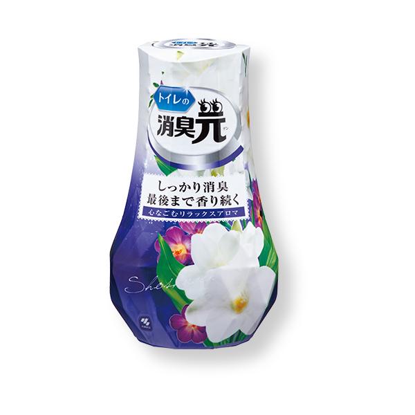 「ワイド消臭フィルター」が悪臭をキャッチ！イヤなニオイをしっかり消臭します。シャバシャバすれば香り復活。液がなくなる最後まで、ず〜っと香りが続きます。消臭フィルターを引き上げ、好きな強さに香り調節。大容量400mLで効果長持ち。【心なごむリ...