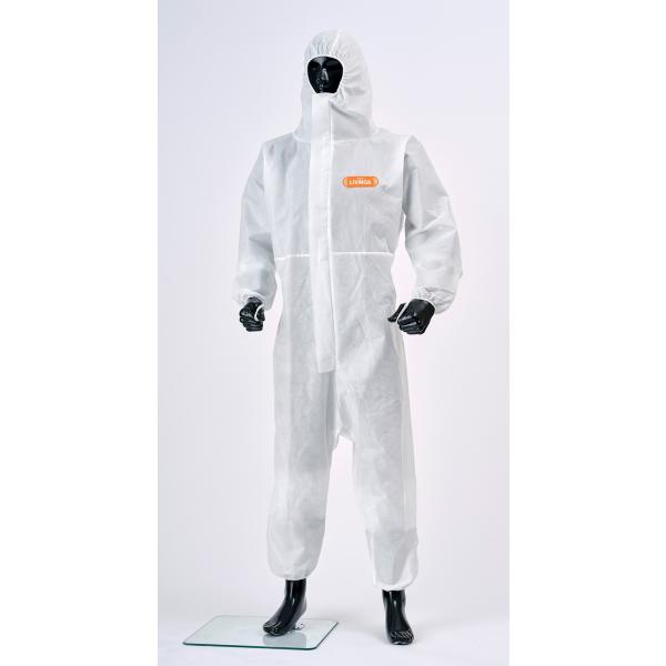 ▼品番LIVMOA〓1000AS　耐水圧スタンダードタイプ、帯電防止加工済み▼仕様 フードゴム入袖口ゴム入ファスナー付ファスナーカバー付指入れゴム付ウエスト背面ゴム入足口ゴム入り股マチ付き▼特徴 WGBT着衣補正値0℃素材使用。化学防護服タ...