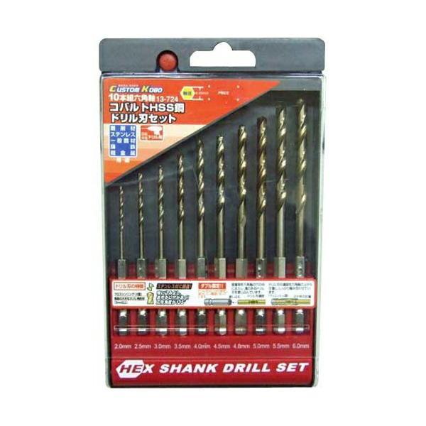 【特長】●食い込みよし、速やかに穴があく　クロスシンニング加工（3.0mm以上）【用途】●難削材・ステンレス・一般鋼材・鋳鉄・軽金属の穴あけに【セット内容】●2.0/2.5/3.0/3.5/4.0/4.5/4.8/5.0/5.5/6.0mm...