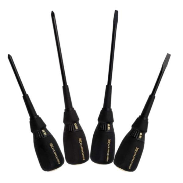 用途●叩きやすい大型ナット付き。●潰れたネジやサビたネジを緩めるのに最適です。【黒金4点セット】 フジ矢 524K-BG 貫通ドライバー(+)2×100・526K-BG(+)2.0x150・564K-BG(-)6×100・566K-BG(-...