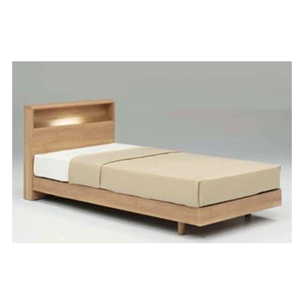 【サイズ】幅97cm ×奥行207cm ×高さ83cm【材質】化粧板【カラー】5Y)ナチュラル《ＬＥＤライト付シンプルデザインのベッドフレーム「PR7006」シリーズ》◆脚回りは引出し付、レッグがございます。◆色はウォールナット色とナチュラ...