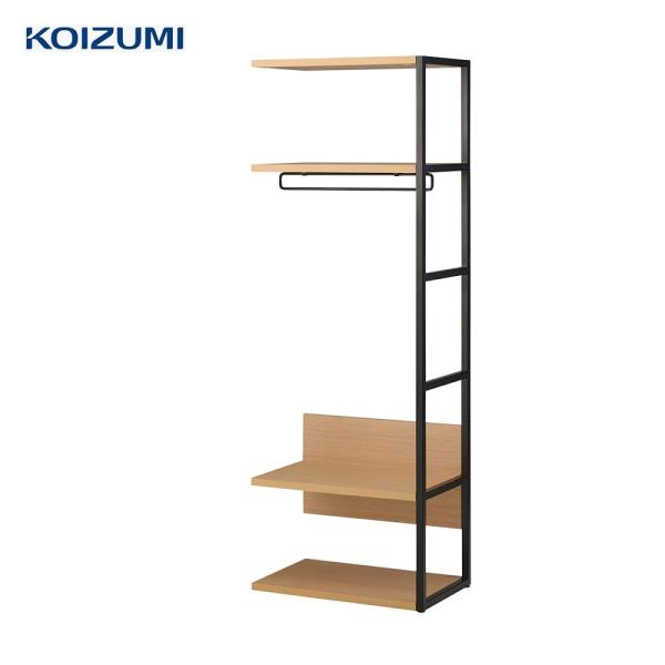 【サイズ】幅63cm ×奥行40cm ×高さ178cm【材質】ホワイトオーク突板/スチール【カラー】ＭＯＢＫ◆木とアイアンを組み合わせた壁面ハンガーユニットシリーズです。             ◆お部屋の大きさや収納する量によってカスタマ...