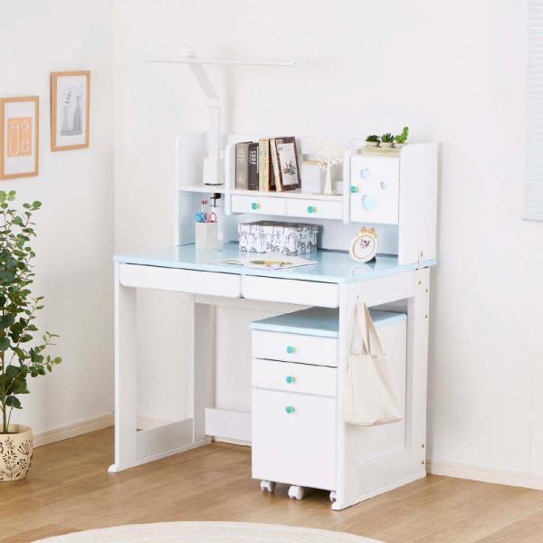 【サイズ】幅95cm ×奥行60cm ×高さ116cm【材質】MDF【カラー】５Ｙ）ＢＬ◆鏡面仕上げの天板が選べるオシャレなデスクです。◆上棚の片開き扉を開けて、好きな小物等を収めることができます。また扉はフォトフレームになっています。◆引...