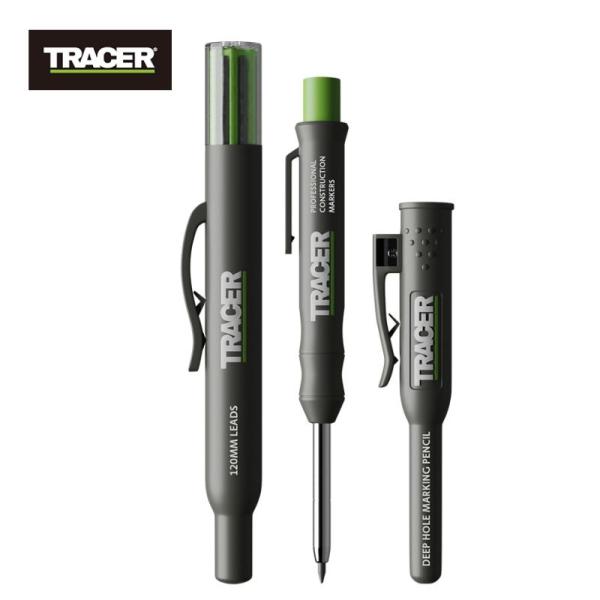 <特長>■建設、現場などのプロフェッショナル用に設計されDIYにも最適な、TRACER ディープホールシャープペンシル＆替芯のセット。【ディープホールシャープペンシル】■最長で、径3mmの穴で100mm、径6mmの穴で145mm...