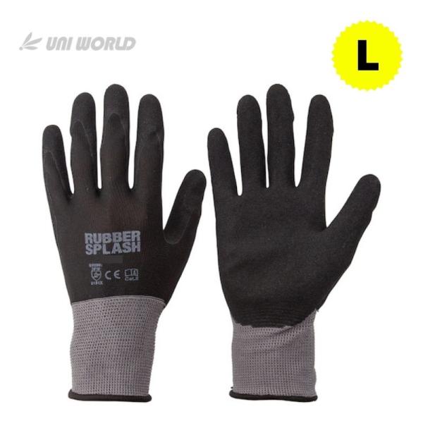 <特徴>背抜きタイプで通気性抜群です。吸い付くようなグリップ力で物を掴みます。<仕様>13ゲージ編みのストレッチ生地で特殊コーティングで吸い付くグリップ力。お買い得10双組色：ブラックサイズ：Lゲージ数：13全長(c...