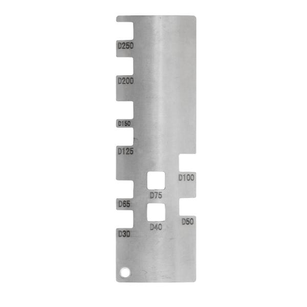 用途●DV管(排水塩ビ管)の継手差込長さと確認線のケガキゲージに特徴●パイプの接続、結合の差し込み長さをけがくマーキングゲージです。●計算不要で呼び径に合わせた差込標準寸法線と確認線をけがくことが可能です。●堅牢でサビに強いステンレス製です...