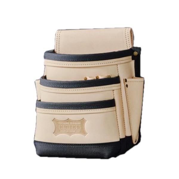 KNICKS(ニックス) KNB-301DD 総ヌメ革使用3段腰袋(バリスティック補強仕上げ)総ヌメ革使用3段腰袋（バリスティック補強仕上げ）●従来では使用されていない、限界まで削り加工仕上げをしたヌメ革を使用●上部袋挿入縁は、非通電補強材...