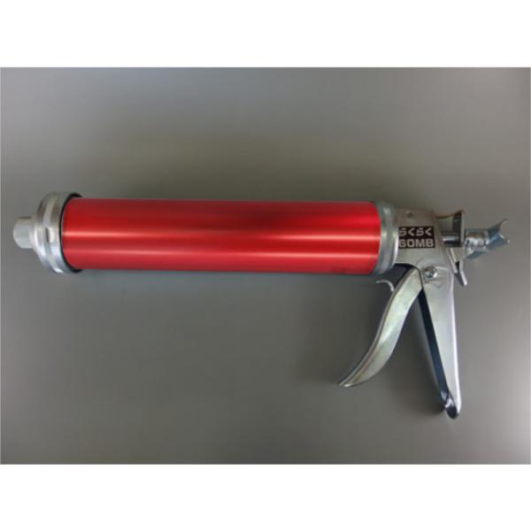 らくらく60MB　コーキングガン（中型サイズ）●シリンダーガンのスタンダード中型タイプ●ハンドル部の耐久性抜群●2液の変成シリコン、ウレタン等に最適●強力型と比べて握りは重いが、射出量が多い！●ゴム製ピストンパッキン採用で裏漏れがしにくい付...