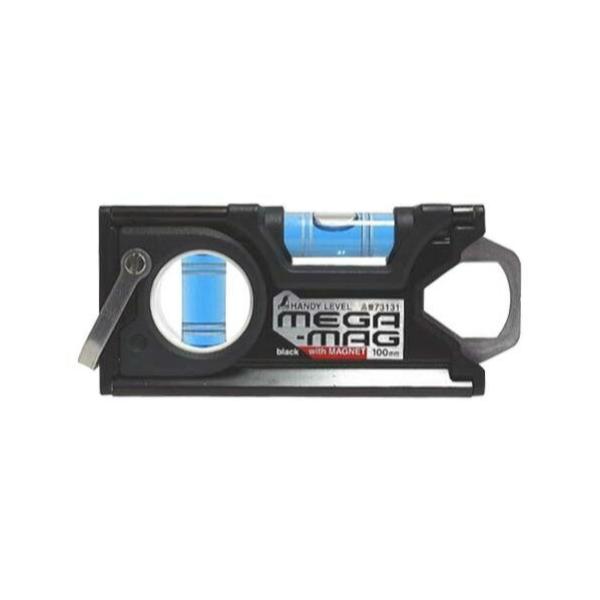 シンワ測定 ハンディレベル MEGA-MAG 100mm マグネット付 73131 黒 30×50×110mm
