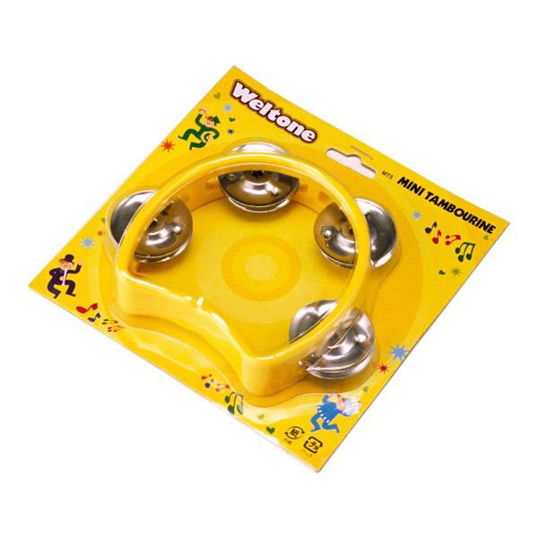 かわいらしいミニサイズのタンバリン。お子様の情操教育にもどうぞ。サイズ：縦　110mm　/　横：105mm　（ベル含　140mm）タンブリン