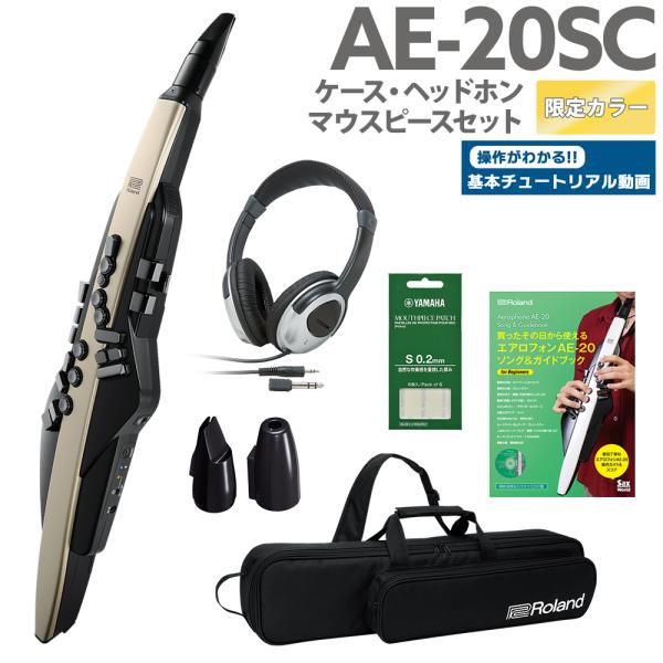 セット内容・【本体】エアロフォン AE-20 ×１・ヘッドホン ×１・交換用マウスピース OP-AE05MPH×１・AE-20専用ケース ×１・AE-20 ガイドブック ×１演奏に必要な ACアダプター、マウスピース、ストラップはすべて本体...