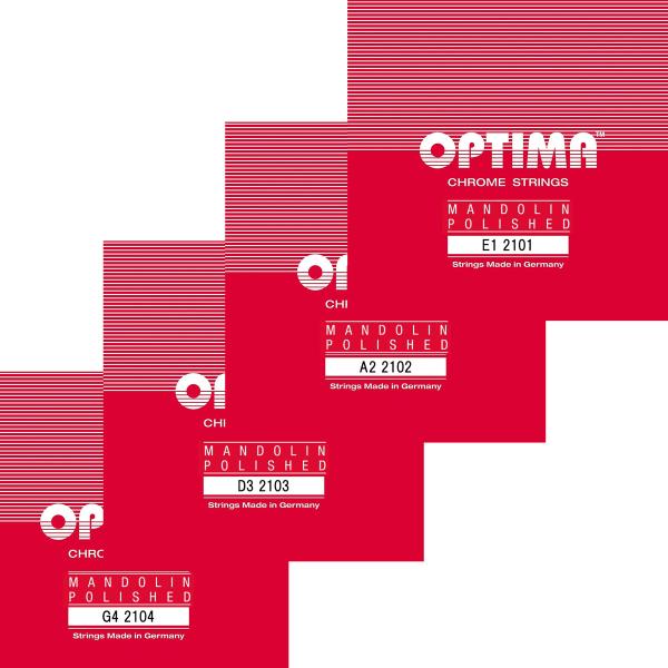 マンドリン弦の定番、OPTIMA（オプティマ）のマンドリン弦SETです。全弦セットにつき、各弦２本ずつ、計８本となっています。「レッド」は世界的に最もスタンダードなマンドリン弦です。１、0.10２、0.13３、0.23４、0.36