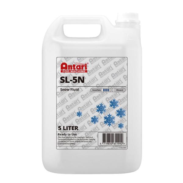 スノーマシン専用液SLおよびSL-Aに比べ、人工雪片のサイズが小さく、乾燥していて軽い。内容量：５L対応機種Antari スノーマシンシリーズ