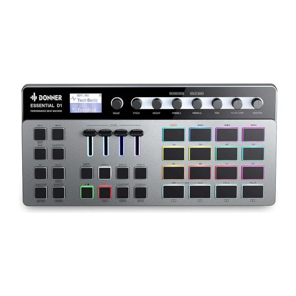 【パワフルなサウンド機能】Essential D1 シンセサイザーは強力なサウンドエンジン搭載のリズムマシン・サンプラーです。色んな方法でサウンドを作成できます。12トラック、それぞれに1-2つのエフェクト、2つのセンドエフェクト (Del...