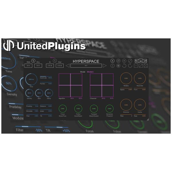 新たな宇宙への近道Hyperspace は、さまざまなプロセッサで構成されたアルゴリズムを作成できるアルゴリズミックなリバーブです。ヴィンテージ、クラシック、レトロ、モダン、サイファイ、コズミックモードなど、さまざまなアルゴリズムを組み合わ...