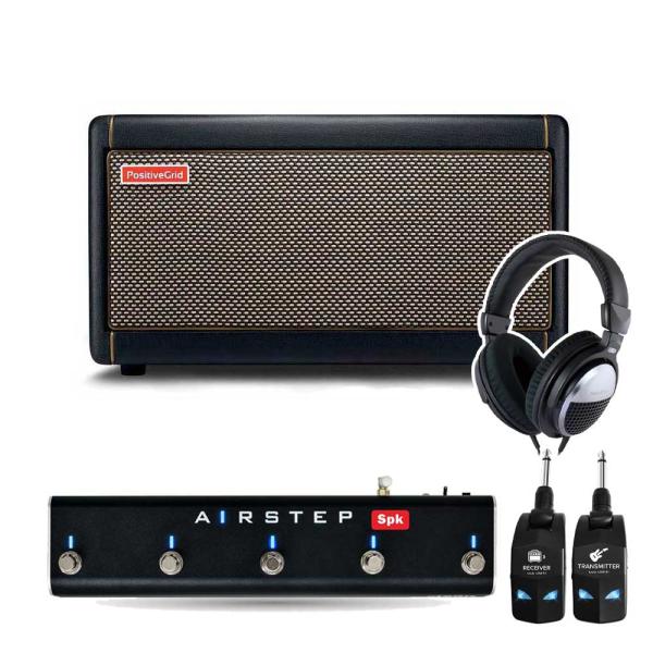 セット内容・Positive Grid Spark 40 アンプ・NS101GHP ヘッドホン・XSONIC AIRSTEP SPK Edition フットスイッチ・Louis LGW-01 ワイヤレスシステム