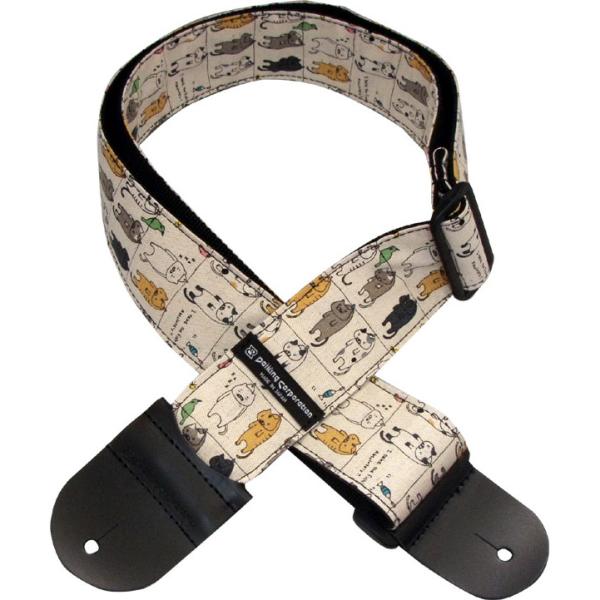 自社工房にて製作した日本製のストラップハンガーに吊るされたネコの柄です。 【2018/08/02】