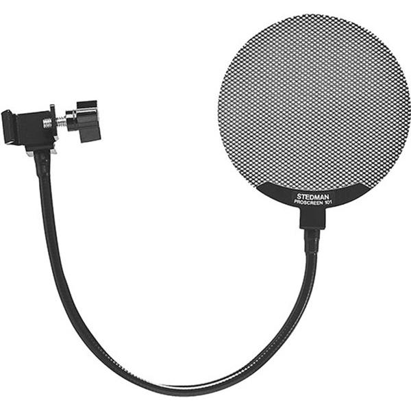 メタル製のポッピング・ガードProscreenのグース・ネック一体型です。このProscreenならば、布製のポッピング・ガードの様に高域を失うこともなく、原音に忠実に録音できます。