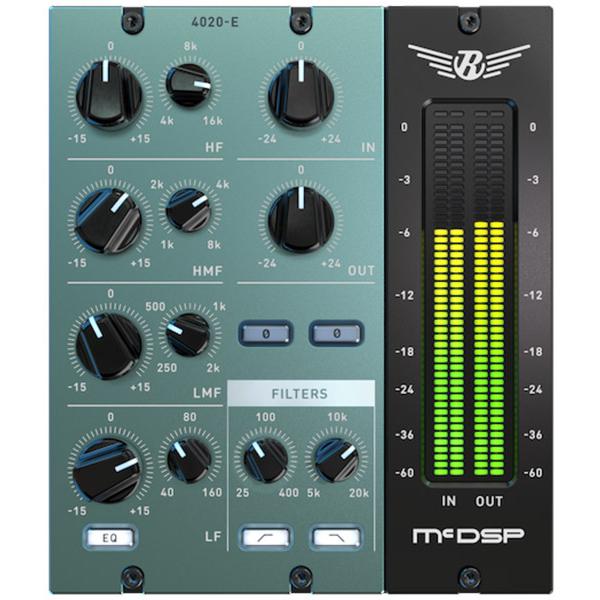 4020 Retro EQは、4バンドのEQと2つのフィルターを装備したプラグインです。EQは、低域/高域のシェルビングEQと、中低域/中高域のパラメトリックEQから構成されています。各EQのカーブは、ゲインの増減によって変化するバリアブル...