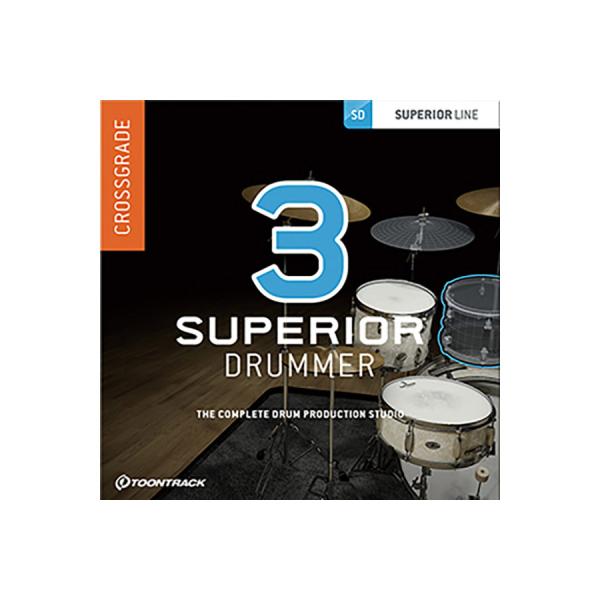 本『SUPERIOR DRUMMER 3 CROSSGRADE』は、『EZ DRUMMER』、『EZ DRUMMER 2』、『EZ DRUMMER 3』（パッケージ版、ダウンロード版、アップグレード版を含む）から 『SUPERIOR DRU...