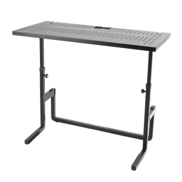 ・ターンテーブルを置くのに最適で、折りたためば持ち運びも楽ちん・抜群の安定感と強度のスチール製・トップ板に無数の穴があり機材の放熱を助けます・高さは4段階調整可能・折りたたみ時寸法： 100 × 10 × 63.5 cm