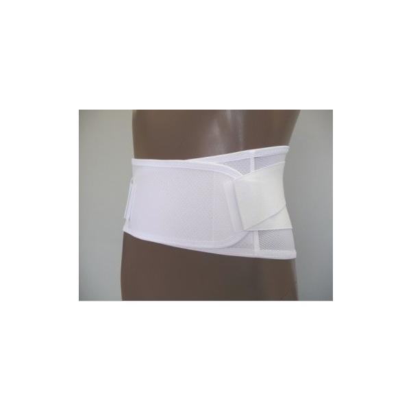 二重固定式・メッシュタイプのステー入り腰部固定帯。二重固定用補助ベルトにより固定力を調整できます。 背部の樹脂ステーが身体にフィットします。 従来の腰部固定帯に比べ、前部のベルトを細くすることで座った際の腹部への圧迫感を解消しました。