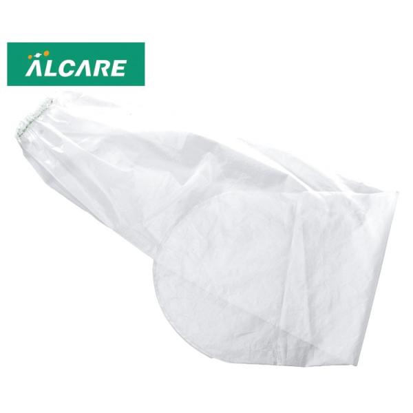 ●サイズ／適応部位（目安）：（成人足）長さ90cm以下、周径32〜50cm●材質／天然ゴム、ポリエチレン●生産国／日本●ケース入数（ケース購入時）/10・パッとかぶせるだけ！シャワーの水をしっかりガード。