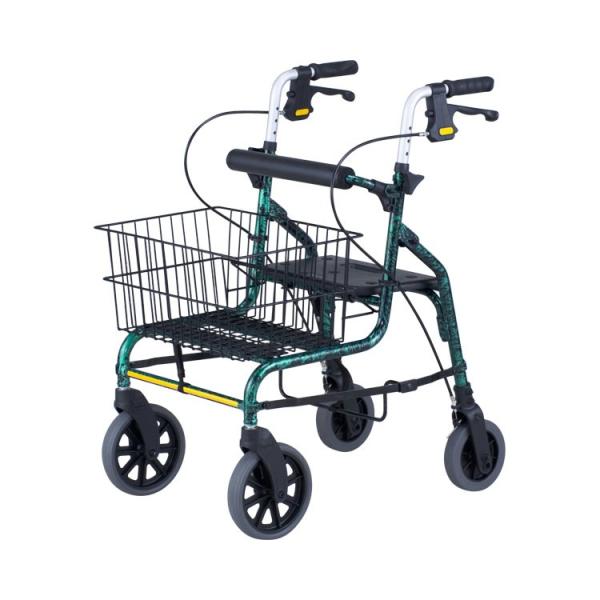 ●サイズ／幅50×奥行72×高さ75〜85（5段階／2.5cm）cm、折りたたみ時：奥行34.5×高さ80cm、座面：幅36×奥行24cm、座面高：45cm、ハンドル内幅：39cm●車輪サイズ／前輪20×後輪15cm●重さ／8.8kg●材質...