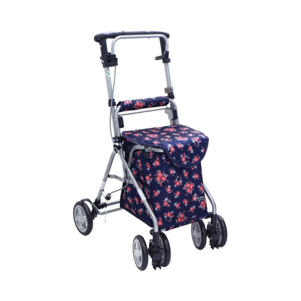 ●サイズ／幅46.5×奥行52×高さ84〜91.5（3段階／4cm）cm、折りたたみ時：奥行28×高さ64cm、座面：幅27×奥行23cm、座面高：48cm●車輪／前輪13×後輪15cm●重さ／4.4kg●材質／フレーム：アルミ（粉体塗装）...