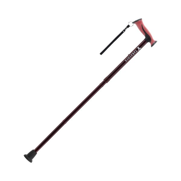 ●サイズ／長さ73〜85.5cm（6段階）、グリップ長さ：12.5cm、ゴムチップ底径：5cm●パイプ径／上部：1.9cm、下部：1.6cm●重さ／300g●材質／本体：アルミ、グリップ：PP・TPR、ストラップ：ポリエステル、杖先ゴム：T...