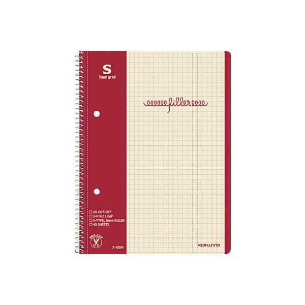 コクヨ フィラーノート スパイラルとじ  Ａ５ ２穴 ５ｍｍ方眼４０枚 ス−５ＳＮ品番：ス-5SNJANコード:4901480249735※メーカーの都合によりパッケージ及び内容量などが予告なく変更される場合があります。