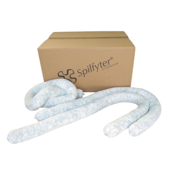 ・オイル吸収材・スピルファイター・ソックスタイプ・撥水性に優れ油だけを吸収。・陸上での油類の漏洩防止・漏洩処理・機械メンテナンス。・漏洩の拡散防止に最適。・型式 : OSW-37・サイズ : φ7.6cm×304cm・吸収量 : 約84L ...