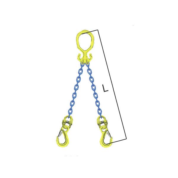 ・チェーンスリング・チェーンの長さを調整できる。・グレード10のチェーンを使用。・堅牢なスプリングラッチを備えた開口部の広いスリングフックを使用。・フックとチェーンはカップリングで結合。・ダブルスリング(2本吊り)・型式 : MG2-EKN...