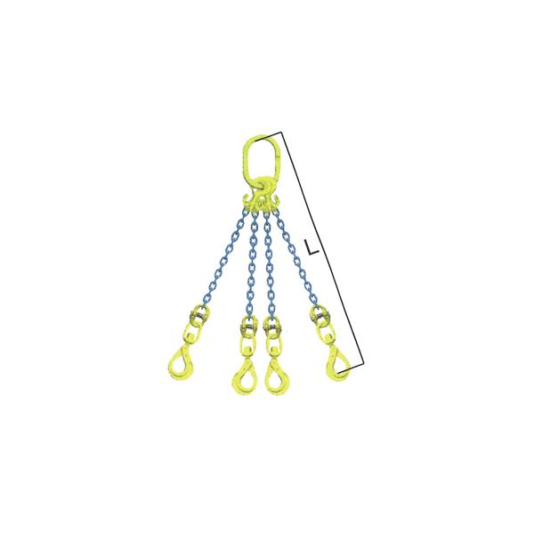 ・チェーンの長さを調整できる。・グレード10のチェーンを使用。・フックとチェーンはカップリングで結合。・クウォードスリング(4本吊り)・使用荷重 : 2.8 t(吊り角度60°の場合)・チェーン線径 : 6.0 mm・リーチ(L) : 1....