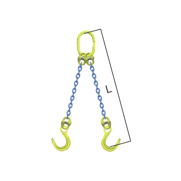 ・チェーンスリング標準セット。・開口部が広いフックを使用。・グレード10のチェーンを使用。・フックとチェーンはカップリングで結合。・ダブルスリング(2本吊り)・使用荷重 : 9.0 t(吊り角度60°の場合)・チェーン線径 : 13.0 m...