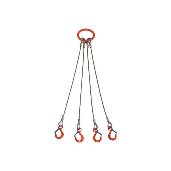 ・ワイヤースリングセット・4本吊り・シンブル入りロック止め加工。・内径の大きいリングを使用。・ワイヤー径 : 9 mm・長さ(リーチ) : 2 m・使用荷重 : 1.6トン(吊り角度60°)・メーカー : 大洋製器工業(株)・メーカー直送品...