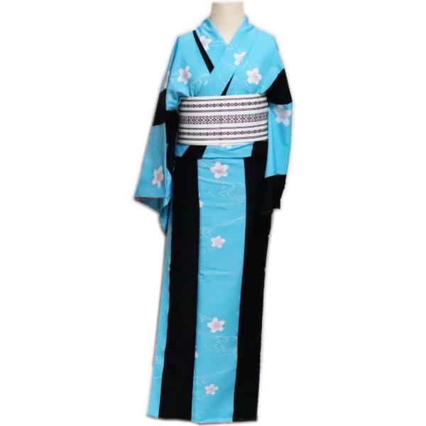 仕立上　小紋“胴抜仕立　水黒色分け　桜「舞台衣装・ステージ衣装」日本舞踊・演劇・着物　踊り着物 踊り用　八掛仕立て 仕立上 小紋“胴抜仕立 水黒色分け 桜「舞台衣装・ステージ衣装」日本