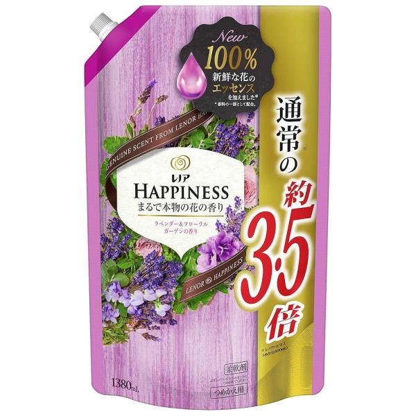 「商品情報」商品紹介レノアハピネス 柔軟剤 つめかえ用通常※の約3.5倍※レノアハピネスつめかえ(400mL)New Package100%新鮮な果実のエッセンスを加えました**香料の一部として配合。自然な香りナチュラルフレグランス研究から...