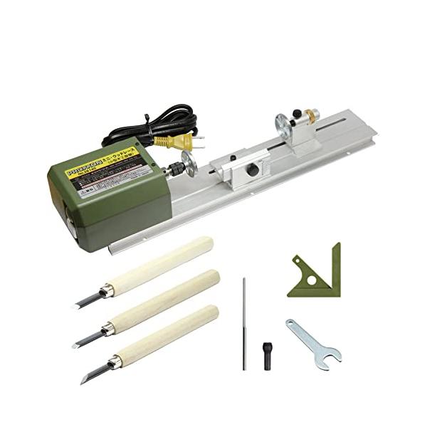 【商品概要】電源:AC100V・50/60Hz消費電力:60W回転数:500~5000min-1(回/分)・無段電子コントロール付きサイズ:横395×奥行95×高さ80mm重量:1.2kg【商品説明】説明商品紹介超小型な木工旋盤【用途】木材...