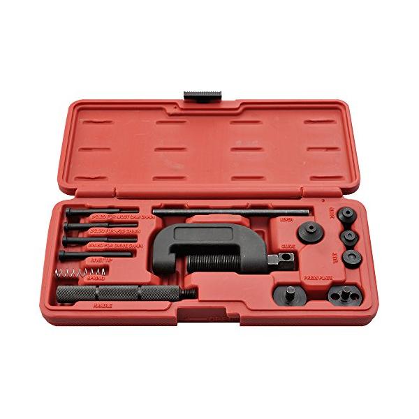 【商品概要】チェーンカッター&amp;カシメツール【商品説明】説明商品紹介ドライブチェーンのカットとカシメができるセット。対応ドライブチェーンサイズ:415/420/425/428/520/525/530/630。 取扱説明書付き。使用上の...