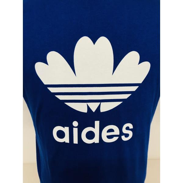 おもしろＴシャツ　いかがですか！aides！アイデス！あいです！目立つこと間違いなし！お土産、ギフト、プレゼント、もちろんご自分用にもどうぞ。メッセージTシャツ 面白Tシャツ前：aides後：無地（青）Ｔシャツサイズ　S/M/L/LL半袖メ...