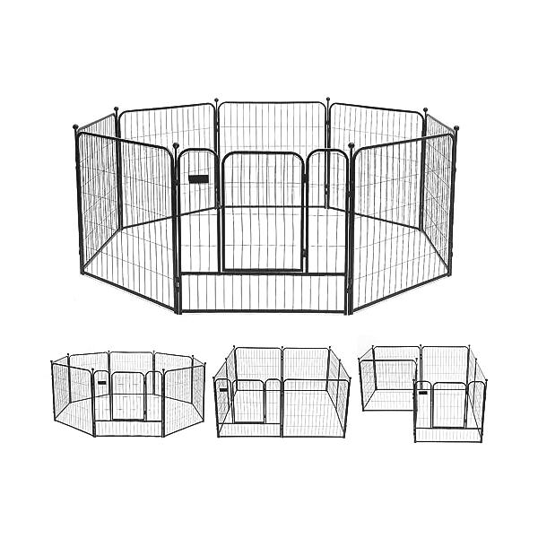 折り畳み式・ブラック  サークル八枚・・Shape:高さ80cm-八枚・簡単設置：工具不要で、簡単に組み立てられる設計です。お手持ちのスペースに迅速に設置でき、ペットの安全なスペースを確保できます。・丈夫で安全：高品質な素材で作られており、...