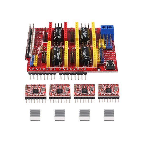 キット/-/-・主な機能:拡張ボードは、彫刻機や3Dプリンタードライバーに使用できます。・PWMスピンドルと方向ピン:PWMスピンドルと方向ピン、4つのシャフトサポートX、Y、Z、A - X、Y、Zをコピーするか、ピンD12とD13を使用し...