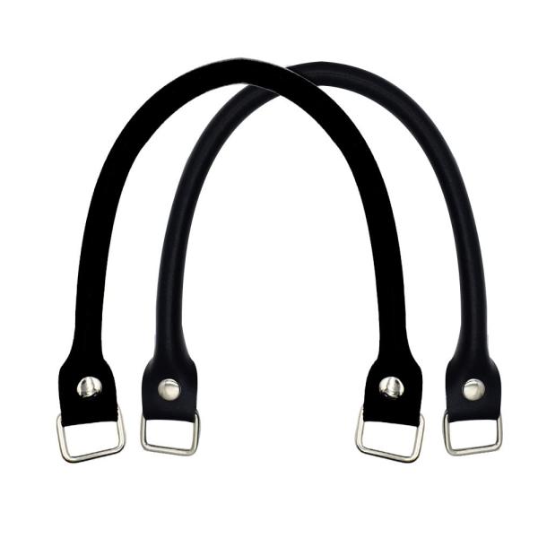 シンプル・黒 50ｃｍ f-min・?高級本革2本入り　２層レザー　鋲、Ｄ管金具の色　シルバー内径幅2ｃｍ・?取り付け部分がホックになっており、パチンと止めるだけの簡単取り付けタイプです。誰でも簡単に取り付けが出来るため、かばん修理の経験が...