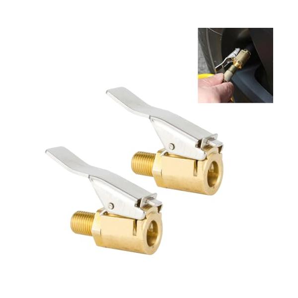 純銅/-/ノズル・クイックアダプター・サイズ（約）：長さ：2.9cm、2個入り・材質：頑丈な真鍮製、クリップはシルバー。ブラは丈夫で耐久性があり、安心して使用でき、コストパフォーマンスに優れています。強度と耐久性、長寿命を実現・車のエアポー...